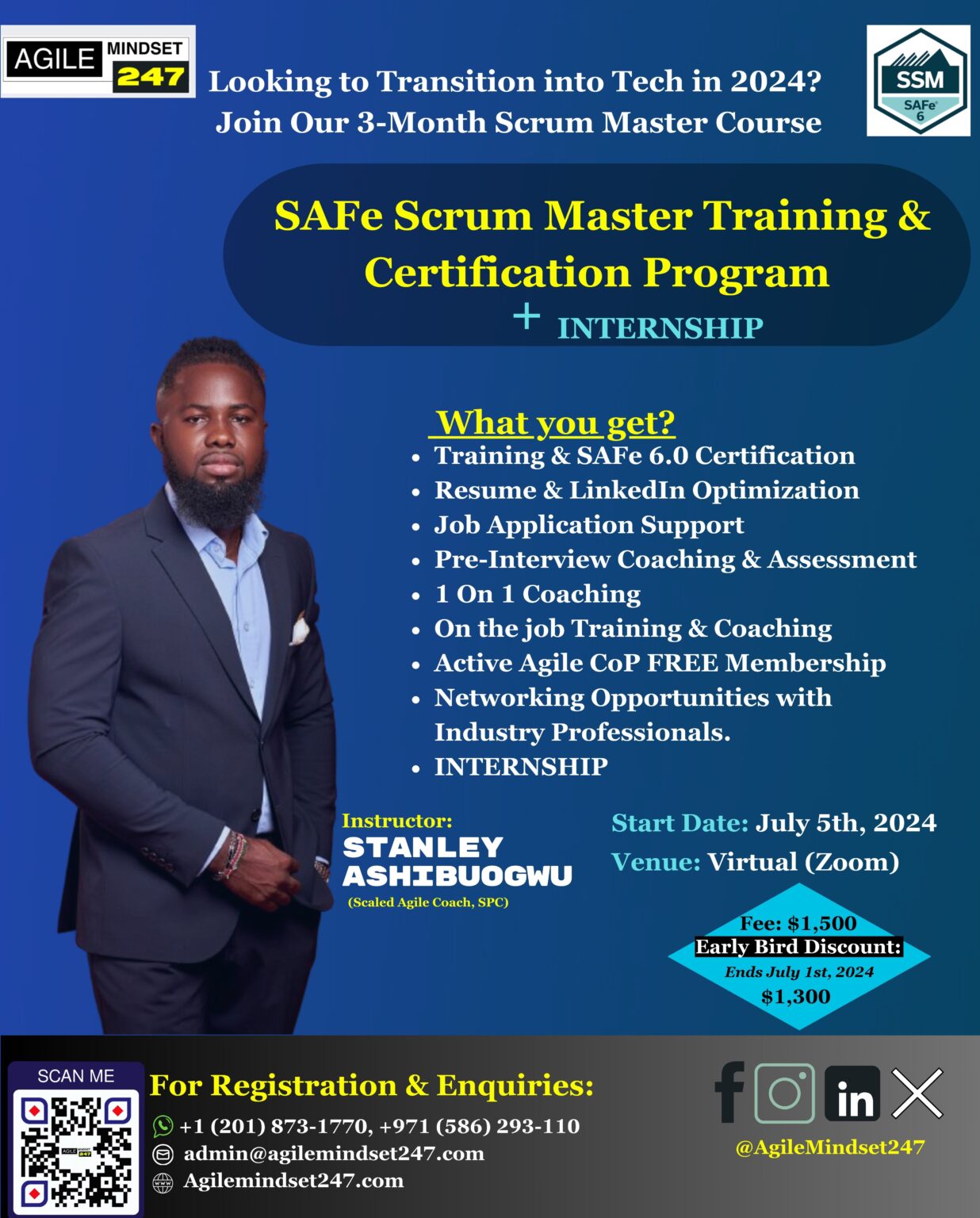 3- Months Scrum Master Training & Certification Program - Agile Mindset 247